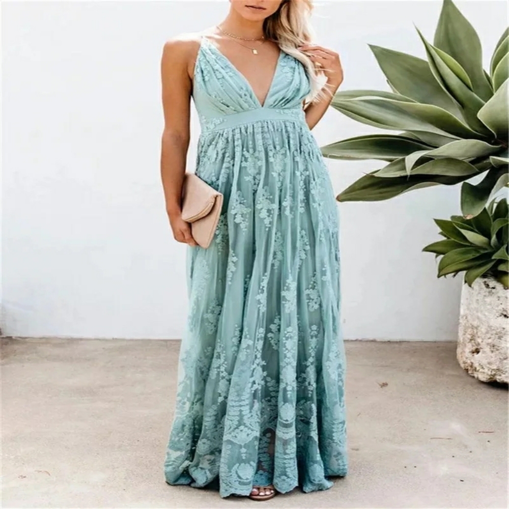 Womens Turquoise Blue Beach Wedding Gown Dress Sm - Gem